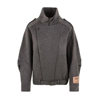 SOLOTRE Manteau Court Oversize - Femme - Manteaux - Gris - Taille: 44 FR