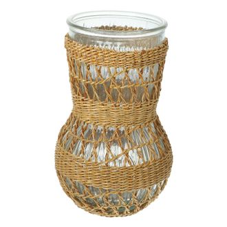 OSALADI Handgefertigte Rattan Vase aus Unbedenklichem Material Kompakte Tischvase f&uuml;r Trockenblumenarrangements Dekorativer Pflanztopf f&uuml;r Wohnraumdekoration