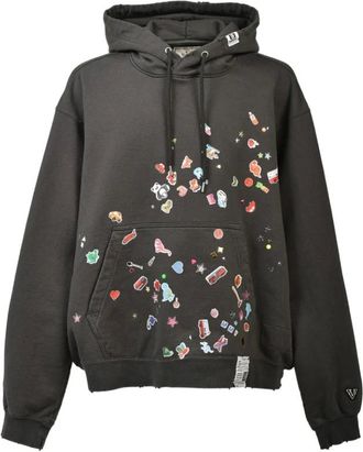 Miharayasuhiro Mihara Yasuhiro, Homme, Sweatshirts et sweats &agrave; capuche, Noir, Taille: M Sticker Printed Sweat &agrave; capuche