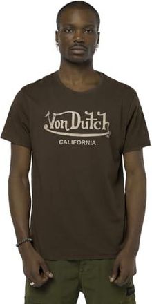 Von Dutch Tee Shirt Homme 100% Coton, T Shirt Homme First, Col Rond, Regular Fit, Marron Taille XXL
