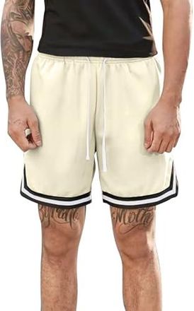 Generic Short de basketball long pour homme avec poches en maille - S&eacute;chage rapide - L&eacute;ger - Ananas - Yoga, beige, 10XL