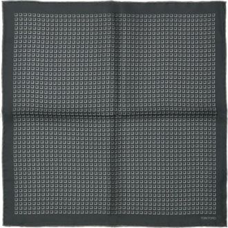 Tom Ford Homme, Accessoires, Vert, Taille: ONE Size Mouchoir de Poche en Soie Vert avec Imprimé Carré