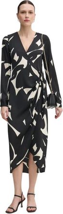 DKNY Dkny, Femme, Robes, Noir, Taille: 32 FR Robe Mi-longue Imprim&eacute; Abstrait