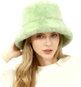 Lina & Lily Chapeau Bob Femme Homme en Fausse Fourrure (Vert Menthe)