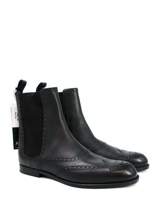 Bottega Veneta Black Brogue Leather Boots Size 35