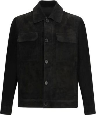 Salvatore Santoro Homme, Vestes, Noir, Taille: M Manteau en Cuir de Veau Bos Taurus
