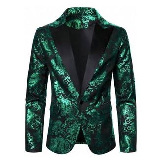 Generic Veste pour homme - Motif cachemire - Blazer de luxe - Coupe ajust&eacute;e - &Eacute;l&eacute;gante veste de costume &agrave; un bouton - Avec revers noir - Pour mariage, carnava