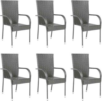 vidaXL Vidaxl - Chaises empilables dext&eacute;rieur lot de 6 Gris R&eacute;sine tress&eacute;e