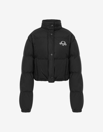 Moschino Doudoune légère en nylon Laurel Crown Logo - Noir