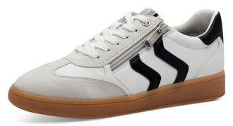 Marco Tozzi Plateausneaker MARCO TOZZI, Damen, Gr. 36, schwarz-wei&szlig; (wei&szlig;, schwarz), Lederimitat, Textil, Veloursleder, unifarben mit Farbeinsatz, Schuhe Plateaus