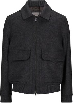 Corneliani Blouson droit en laine m&eacute;lang&eacute;e