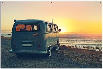 Wallario Outdoor-Poster f&uuml;r Garten oder Balkon Roadtrip am Meer, Motivbanner Gr&ouml;&szlig;e: ca. 60 x 90 cm, Outdoor-Bild