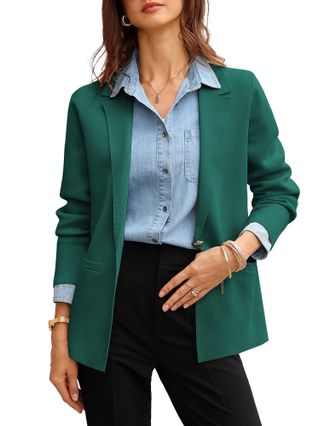 Grace Karin D&uuml;nne Strickjacke f&uuml;r Damen Casual Cardigan mit V-Ausschnitt Atmungsaktiv Dunkelgr&uuml;n XXL