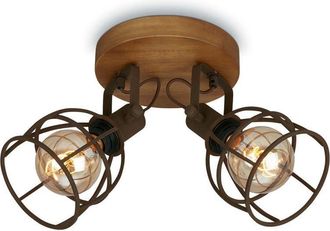 Briloner Briloner Leuchten - Deckenlampe retro mit Gitterschirm, 2-flammige Deckenleuchte vintage, E27 Fassung max. 25 Watt, verstellbare Lampenschirme, rustik