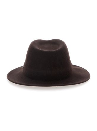 Twinset Womens Cap With Visor And Pompon, Brown Wool Hat