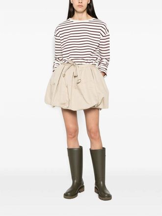 Patou Gathered Linen Skirt - Beige
