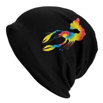 Generic Homme Femme Hiver Chapeaux &Eacute;crevisses Arc-en-Ciel Tie-Dye Bonnets De Ski Classique Bonnets Tricot&eacute; Mode Bonnet dhiver pour Patinage Cyclisme Quotidien