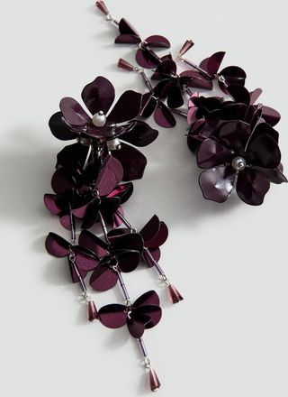 Mango Boucles doreilles fleurs pendentifs grenat - Femme - Taille unique - MANGO