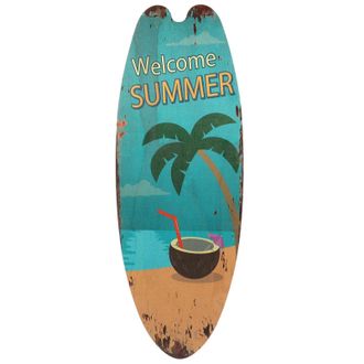 Cabilock Surfbrett Holzschild Rustikal Wanddeko f&uuml;r Veranda und Gesch&auml;ft mit Strandmotiv Holz 55X18cm