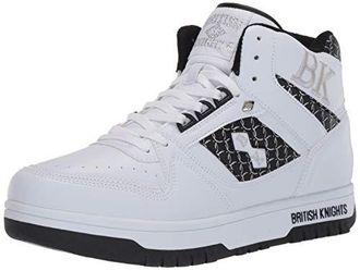 British Knights British Knights Kings SL Classic Hi Top Baskets Tendance pour Homme, Blanc (Blanc/Noir/Argent), 42.5 EU