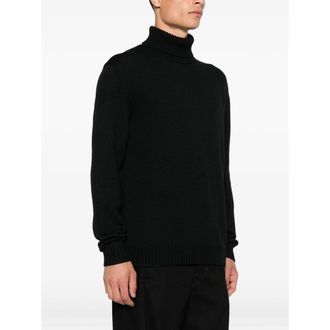 Zanone Virgin Wool Ribbed Knit Sweater - Black