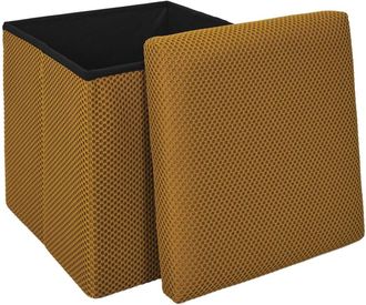HowHomely Sitzhocker mit Stauraum Puff 38x38x38cm gelb Pouf Hocker faltbar gepolstert Aufbewahrungsbox ideal f&uuml;r Wohnzimmer Schlafzimmer Flur B&uuml;ro Diele