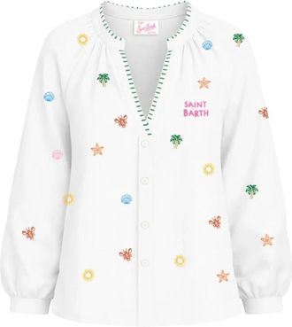 MC2 Saint Barth Femme, Blouses et Chemises, Multicolore, Taille: 40 FR Liona Chemise &agrave; Manches Longues
