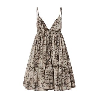 Pinko Pinko, Femme, Robes, Multicolore, Taille: 34 FR Robe &agrave; Volants Imprim&eacute; Animal