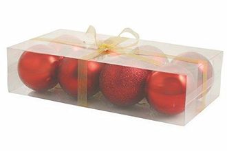 Galileo Casa 2411403 Weihnachtskugeln, Rot, Kunststoff, 7 x 7 x 0.1 cm