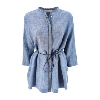 Fabiana Filippi Femme, Blouses et Chemises, Bleu, Taille: 40 FR Blouse Coréenne en Lin