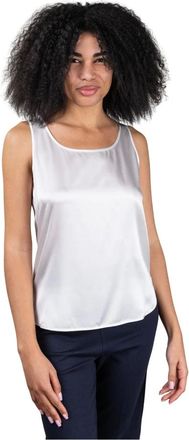 Max Mara Femme, Tops, Blanc, Taille: 38 FR Pan Silk-Blend Satin Top