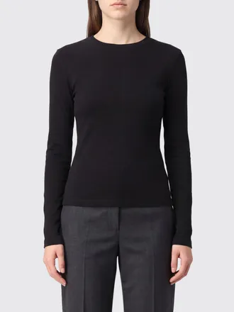 Eleh T-shirt &agrave; col rond et manches longues en m&eacute;lange de coton coupe slim