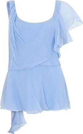 Alberta Ferretti Femme, Tops, Bleu, Taille: 38 FR Blouse sans Manches &agrave; Volants