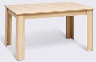 PEGANE Table &agrave; manger 6 places coloris effet bois naturel - Longueur 140 x Profondeur 90 x Hauteur 75,5 cm