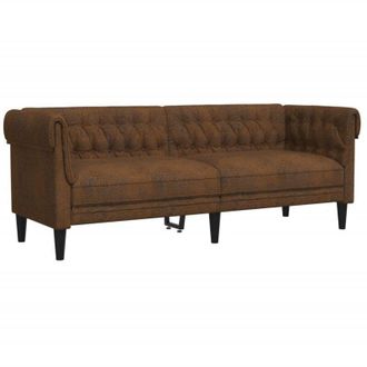 vidaXL Chesterfield-Sofa 3-Sitzer Braun Stoff Vidaxl