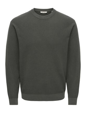 Only & Sons Herren Onstony Ds 12 Ls Waffle Crew Knit Noos, Beluga, XX-Large