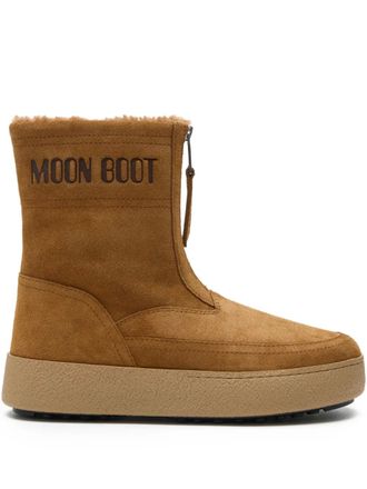 Moon Boot bottines en daim &agrave; fermeture zipp&eacute;e - Marron