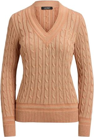 Ralph Lauren Pull col en V - Femme - Pulls - Rose - Taille: 42 FR