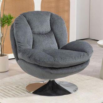 M&S Collection M&s - Fauteuil cosy pivotant 81x84x 84cm en velours gris fonc&eacute; - oryo