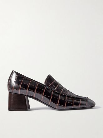 Toteme + Net Sustain The Block Heel Pumps Aus Leder Mit Krokodileffekt - Braun