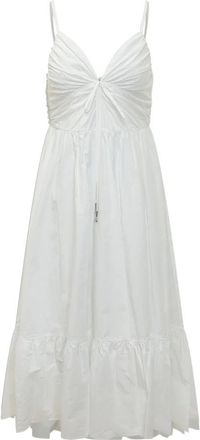 Michael Kors Femme, Robes, Blanc, Taille: 40 FR Robe Midi en Popeline de Coton