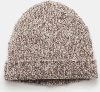 04651/ Herren - Wollmütze Handknit Hat graubraun/beige