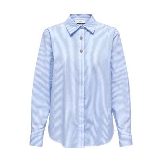 Jacqueline de Yong Klassisches Langarm-Hemd mit Knopfleiste - - Blouses & Shirts - Damen - Blau - M