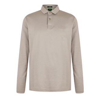 HUGO BOSS Pirol Poloshirt f&uuml;r Herren, Lang&auml;rmlig (Braungrau)
