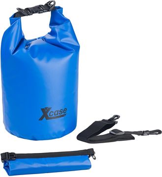 Xcase wasserfeste Tasche: Wasserdichter Packsack, strapazierfähige Industrie-Plane, 10 l, blau (Wassersport-Beutel, Storage Bag, wasserdichte)