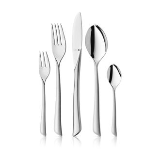 WMF Virginia Besteck Set 12 Personen, 66 teilig, 60 Teile mit Servierbesteck, Hohlheftmesser, Cromargan protect teilmattiert, kratzbest&auml;ndig