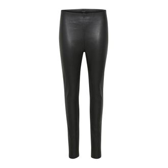 Soaked In Luxury Schwarze PU-Leggings mit elastischem Bund - - Trousers - Damen - Schwarzk - 2XL