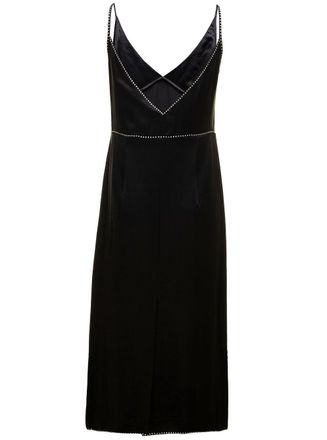 Dries Van Noten Womens Black Slip Dress With Sequin Embellishment Acrylic