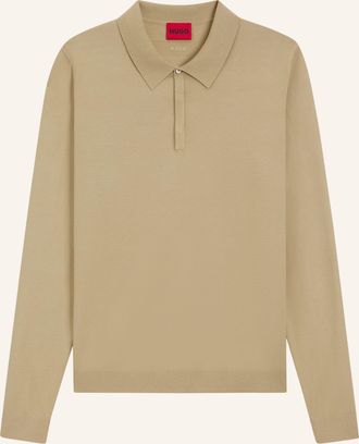 HUGO BOSS Hugo Strick-Poloshirt San Pippo Slim Fit beige