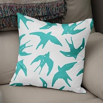 Bonamaison Le Jardin du Lin Kissen Zierkissenbezug Kissenbezug, Türkis & Weiß Dekoration, Weich Bequem, Für Zuhause Autos Büro Sofa Wohnzimmer Couch Schlafzimmer